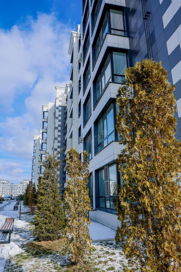 Side View of a Multi-storey Residential Building of Modern Architecture ...