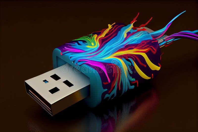 Side View of Multicolored USB Memory Sticks Isolated on Dark Background ...