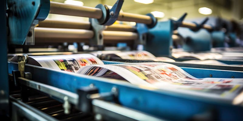 Side View of Newspapers on a Printing Conveyor , Concept of Mass ...
