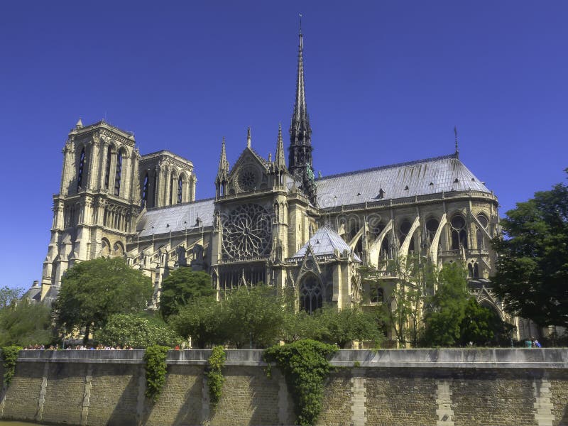 Side View of Notre Dame Cathedral, Paris Stock Image - Image of ...