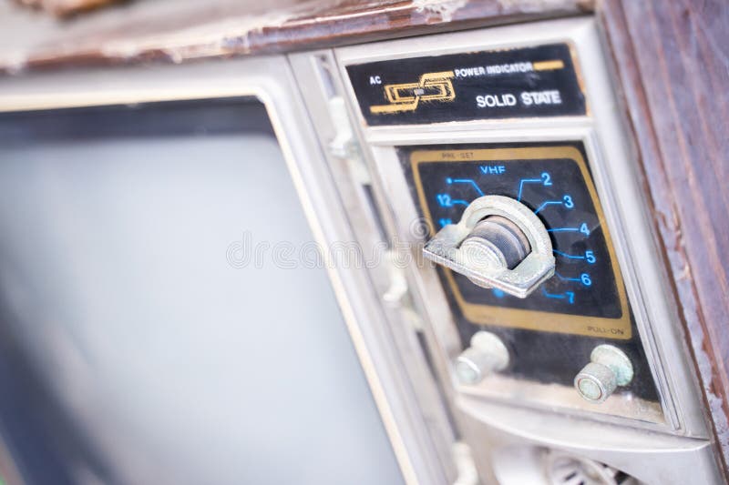 Side View of the on-off Button of a Retro Vintage TV Stock Photo ...