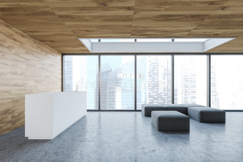 Side View of Office Lobby with Reception Stock Illustration ...