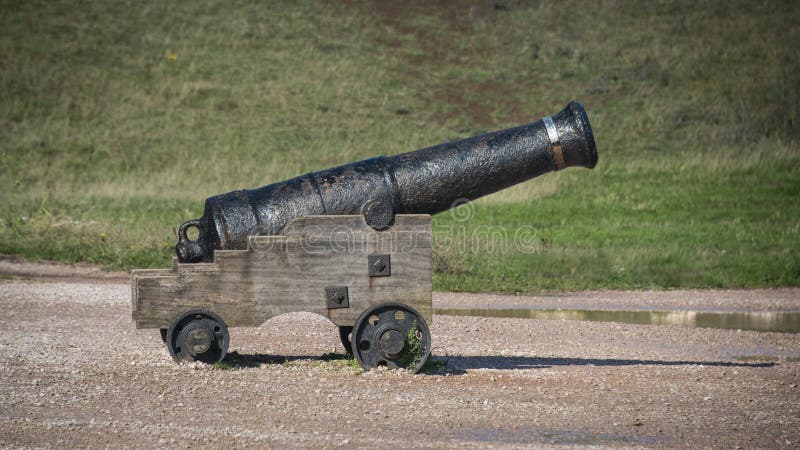 The Old Fashioned Cannon on a Hill Stock Photo - Image of battery ...