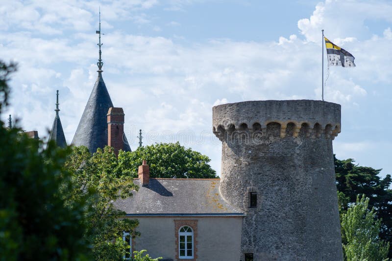 Side View of the Old Castle of Pornic with Its Tower. Editorial Stock ...