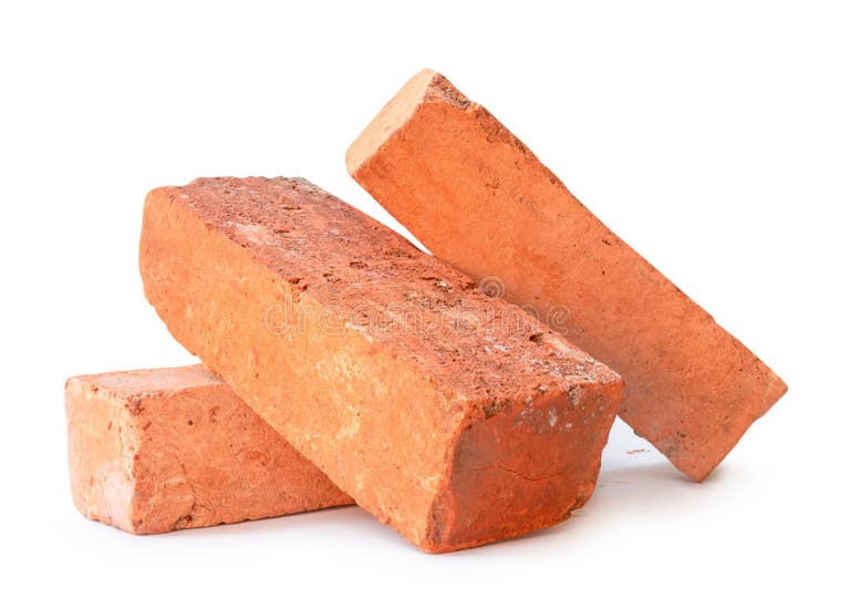 Side View of Old Cracked Red or Orange Bricks in Stack Isolated on ...
