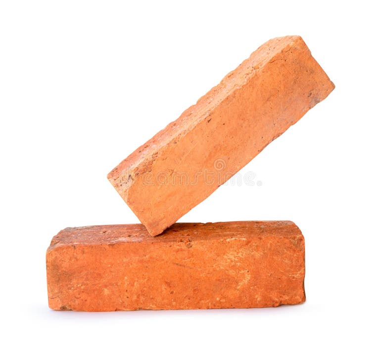 Side View of Old Cracked Red or Orange Bricks in Stack Isolated on ...
