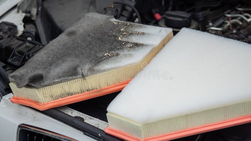 Side by Side View of Old and New Air Filter of Modern Car Engine ...