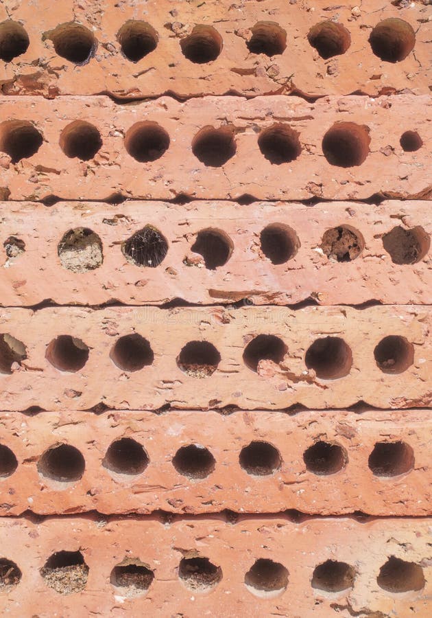 Side View of Old Red Bricks Stacked Together Stock Image - Image of ...