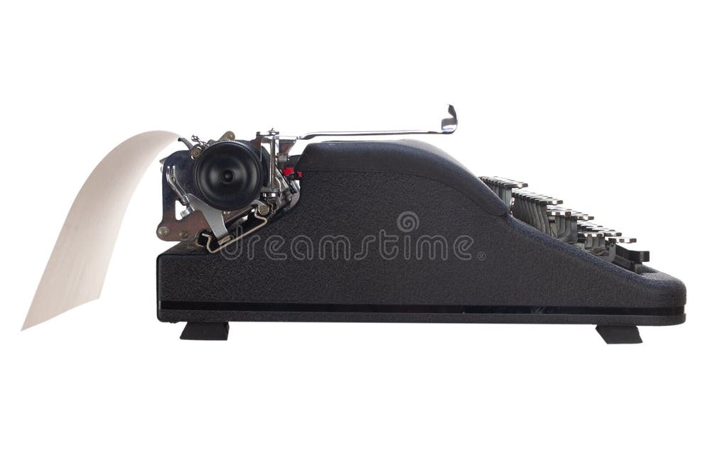 Side View of Old Retro Vintage Typewriter Isolated Stock Photo - Image ...