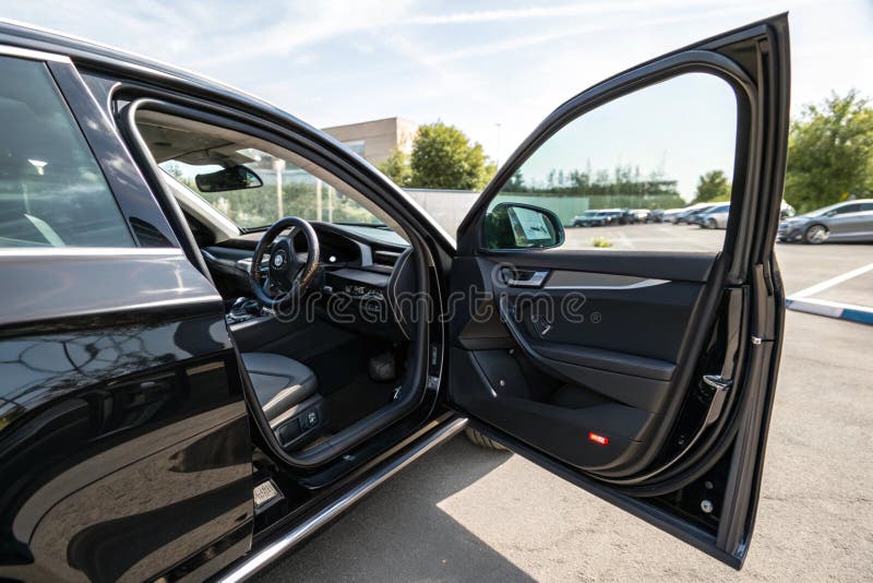 Side View of Open Car Driver S Door with Dashboard Stock Illustration ...
