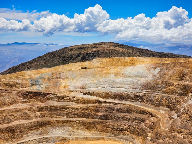 Side View of Open Pit Mine on a Clear Day with Some Impressive Clouds ...