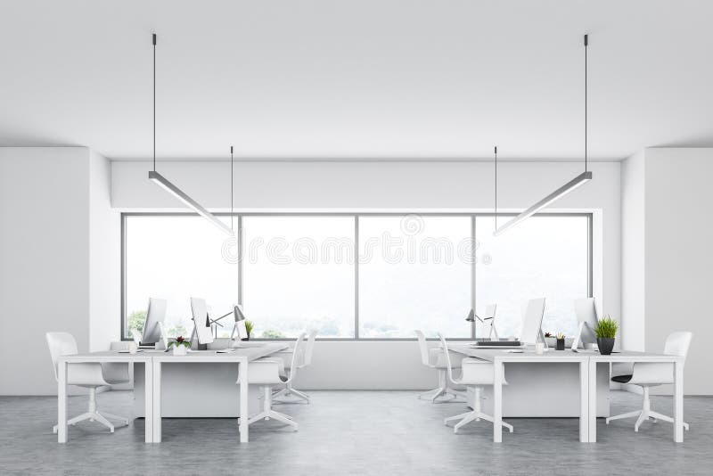 Side View of an Open Space Office Interior Stock Illustration ...
