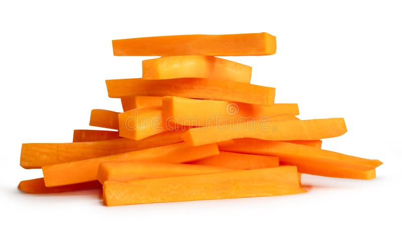 Side View of Orange Carrot Slice or Piece in Stick Shape in Stack ...
