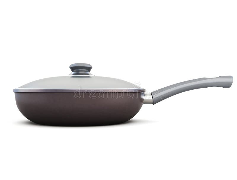 Side View of Pan with a Lid Isolated on White Background. Stock ...