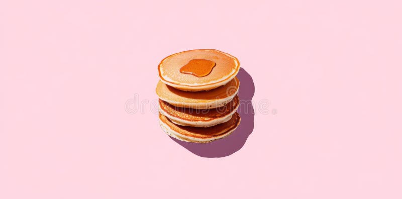 A Side View of a Pancake Stack with Syrup and Butter, Isolated on a ...