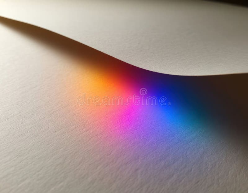 Side View of a Paper Surface Catching a Single Rainbow Light Spot ...