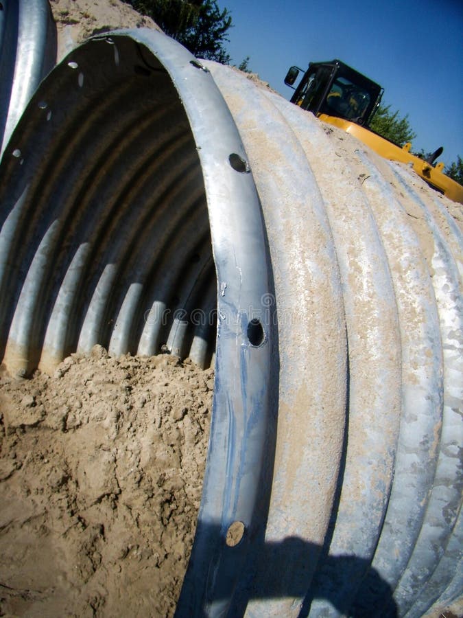 Side View of Part of a Large Drainage Pipe at a Construction Site Stock ...
