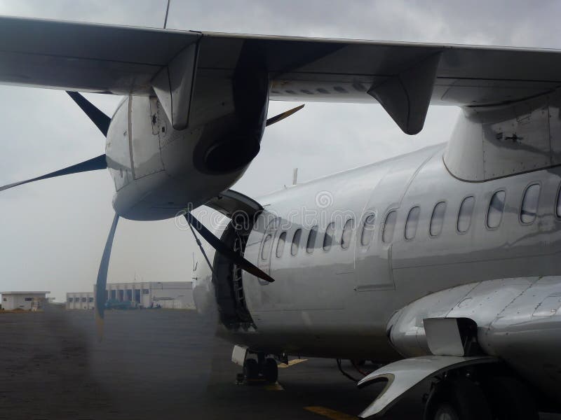 Side View of a Part of a Passenger Plane Standing at the Airport Stock ...