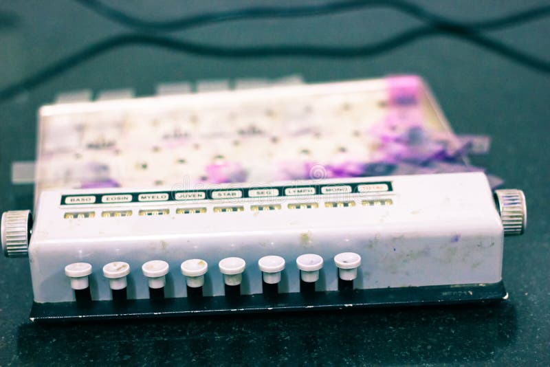 Side View of Pathological Manual Blood Cell Counter with Buttons and ...