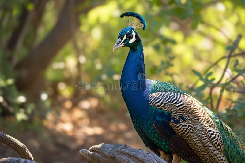 Side View of a Peacock Standing Gracefully in the Wild Stock ...