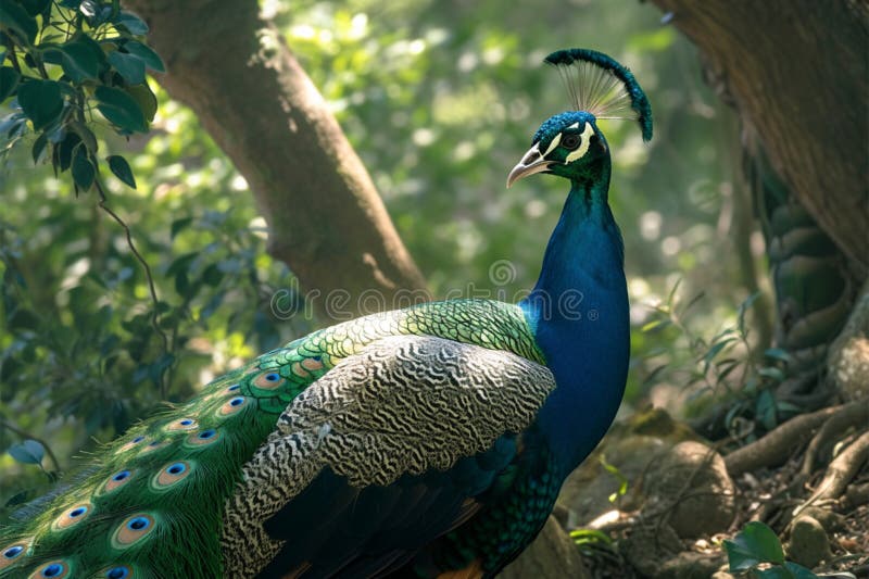 Side View of a Peacock Standing Gracefully in the Wild Stock ...