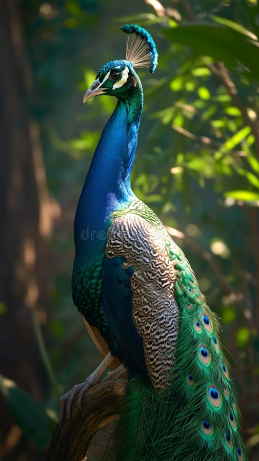 Side View of a Peacock Standing Gracefully in the Wild Stock ...