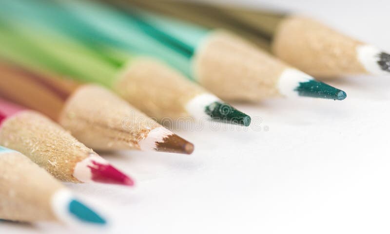 Side View of Pencil Colours. Stock Image - Image of background, view ...