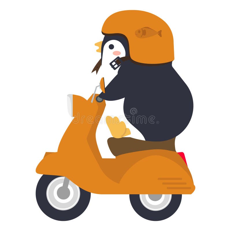 Side View of a Penguin Riding a Scooter Stock Vector - Illustration of ...