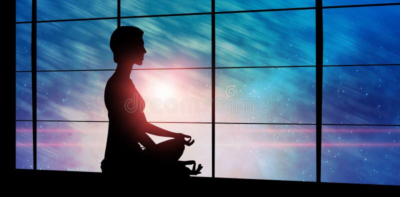 Composite Image of Side View of Person Practicing Meditation Stock ...