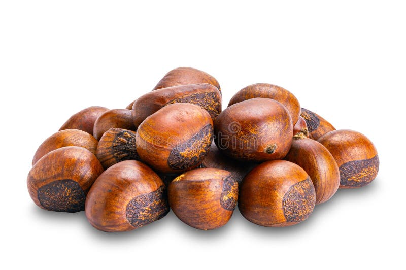 Side View Pile Roasted Chestnuts Isolated White Background Stock Photos ...