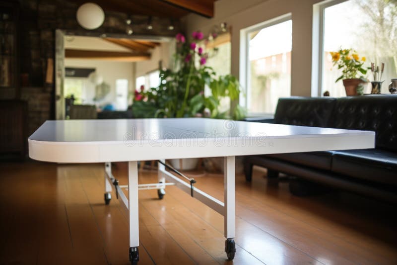 Side View of a Ping Pong Table and a White Ball Stock Photo - Image of ...