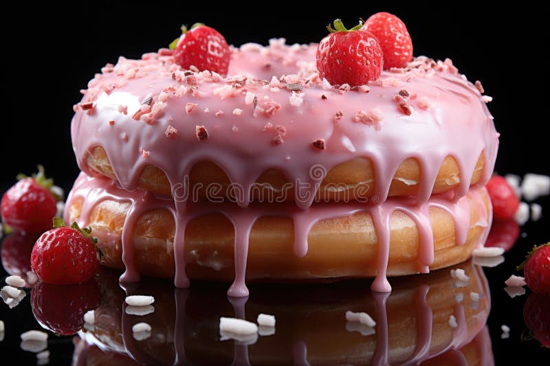 Side View of Pink Donut with Barbicore Nail Polish Stock Illustration ...