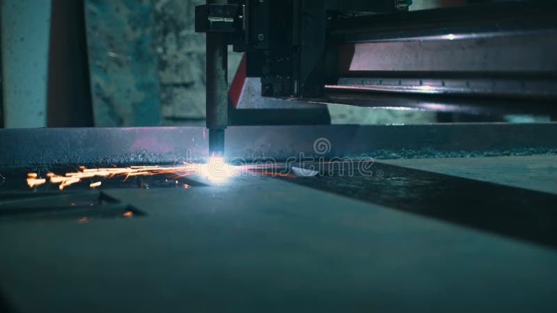 Side View of Plasma Metal Processing on a Robotic Machine. Stock ...