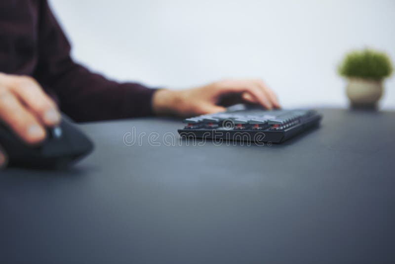 Side View of Player Using Mouse and Keyboard Stock Image - Image of ...