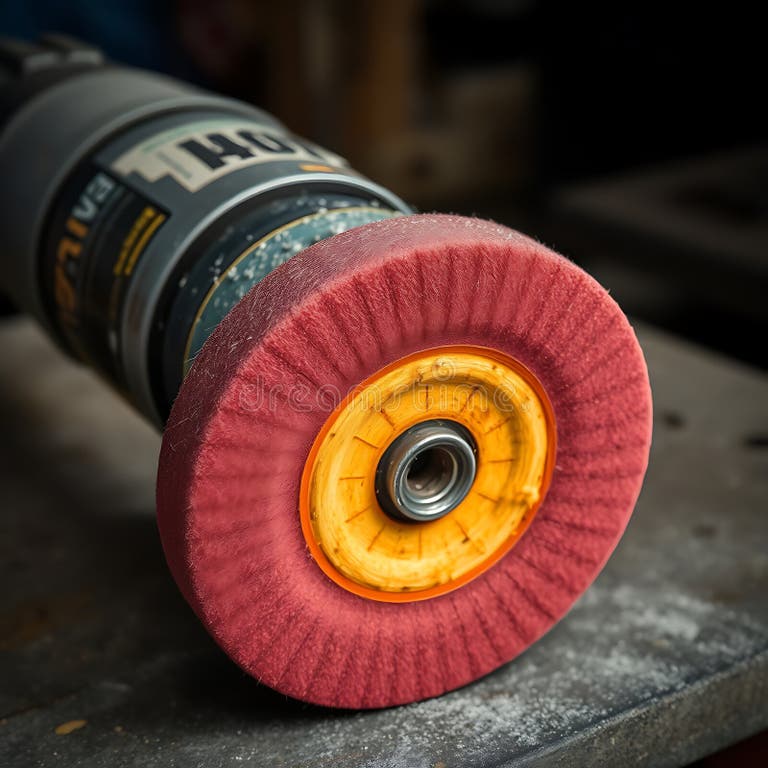 A Side View of a Polishing Tool with a Worn Down Buffing Wheel in the ...