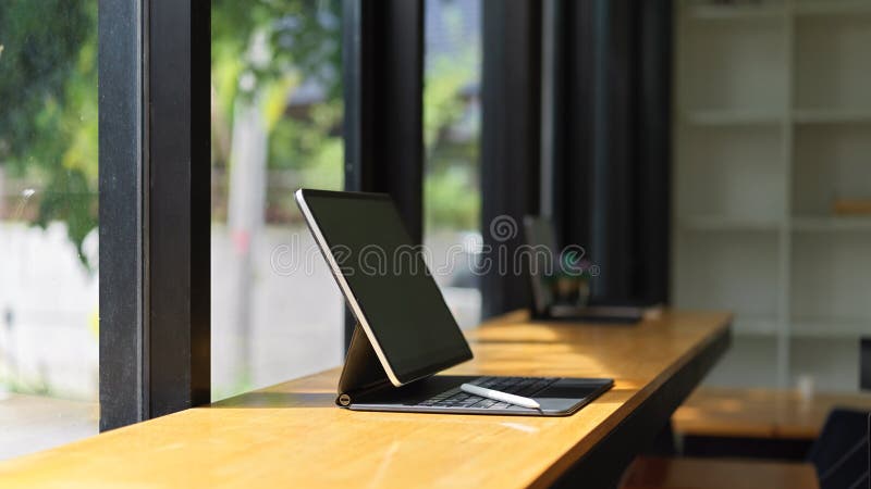 Side View of Portable Tablet with Keyboard Stock Photo - Image of ...