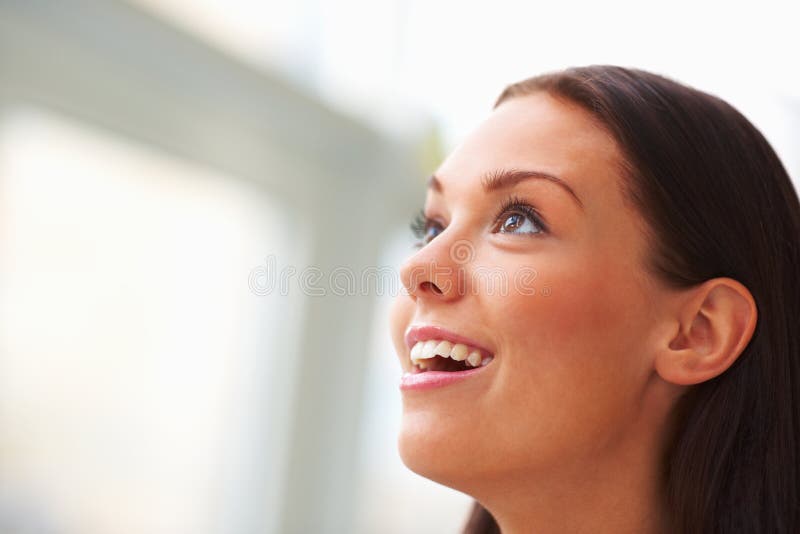 Side View Portrait of Beautiful Woman Looking Away Stock Photo - Image ...
