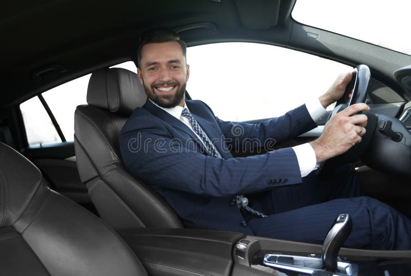Portrait of Confident Businessman Driving a Car Stock Image - Image of ...