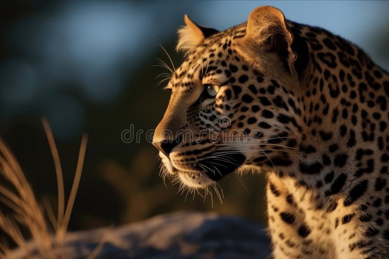 Side View Portrait of Leopard Stock Illustration - Illustration of ...