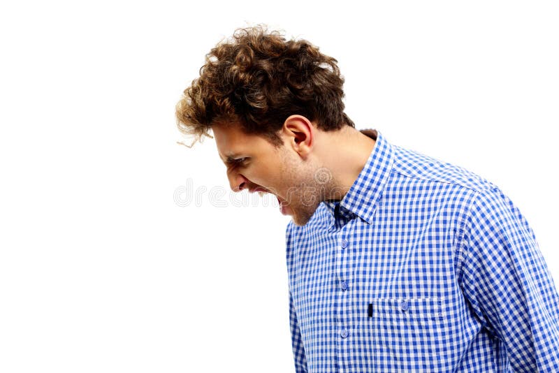 Side View Portrait of a Man Shouting Stock Photo - Image of director ...