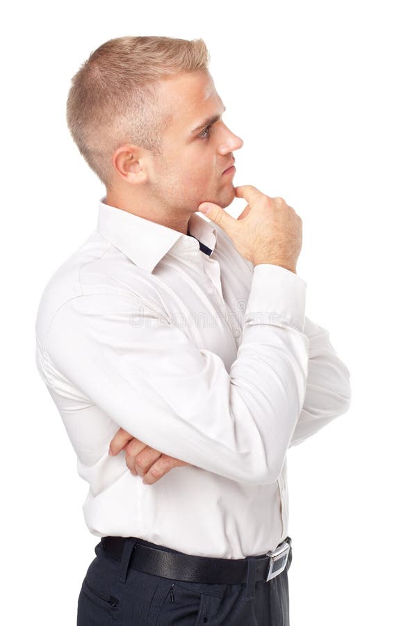 Portrait of the Thinking Man Looking Up. Stock Photo - Image of adult ...
