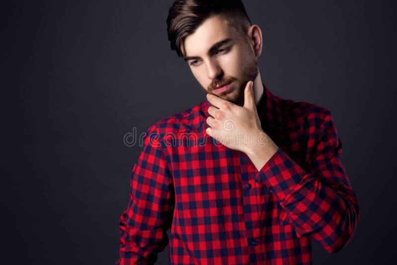 Side View Portrait of Stylish Young Man Looking Away Stock Photo ...