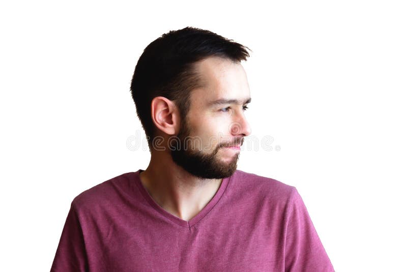 Side View Portrait of Thinking Stylish Young Man Looking Away Stock ...