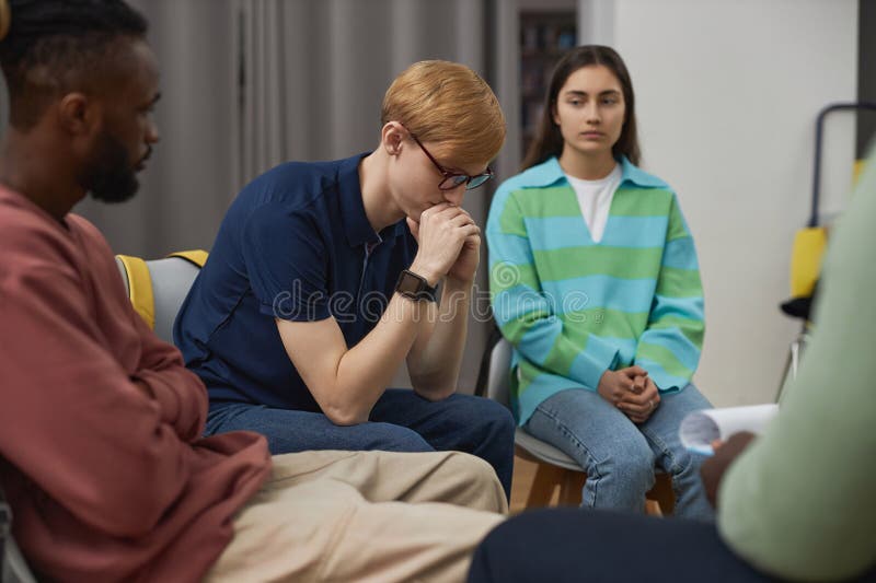 Young Man in Support Group Circle Stock Image - Image of group ...