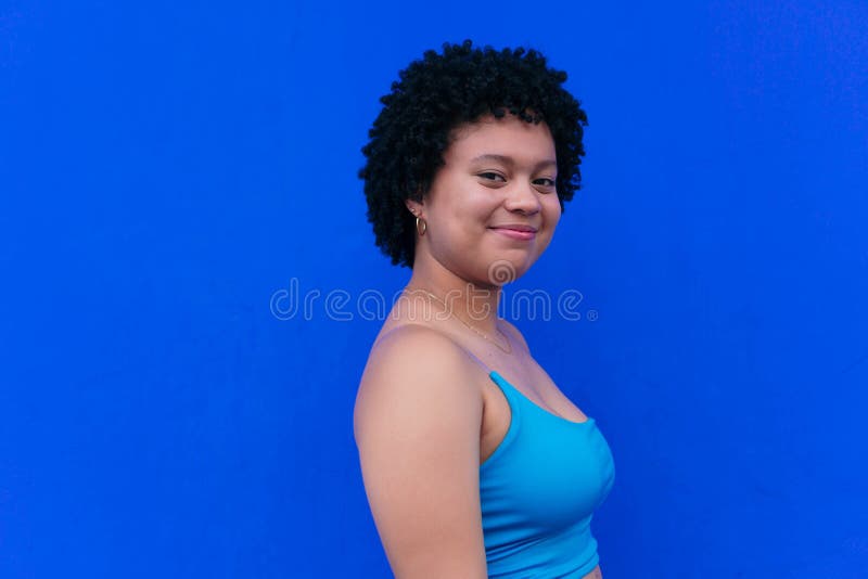 Side View Portrait of a Young Afro Woman Stock Image - Image of profile ...
