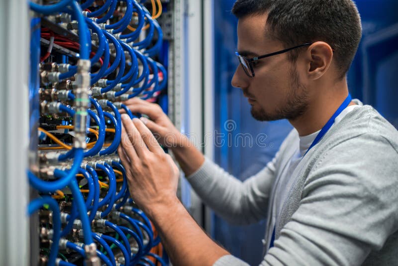 System Engineer Checking Servers Stock Image - Image of science, room ...