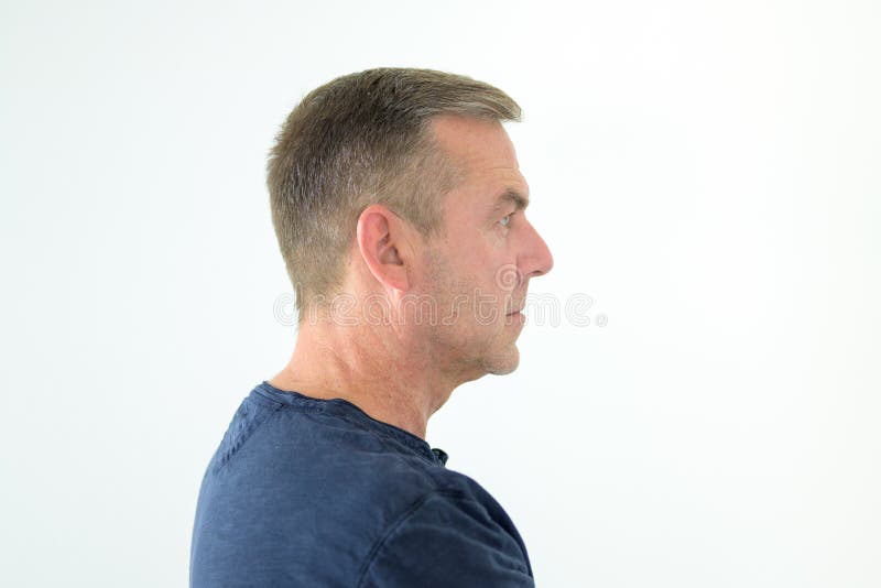 Side View Pose of a Serious Thoughtful Man Stock Photo - Image of blue ...