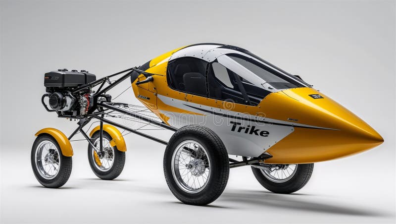 Side View of a Powered Hang Glider Trike with Control Frame and Engine ...