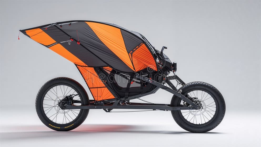 Side View of a Powered Parachute Trike with Fabric Wing Collapsed and ...
