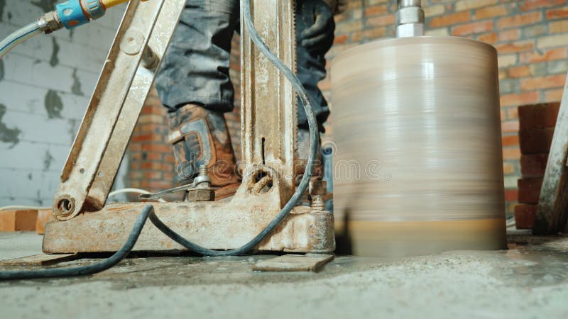 Side View of the Powerful Drill with a Diamond Tip Drills Holes for ...